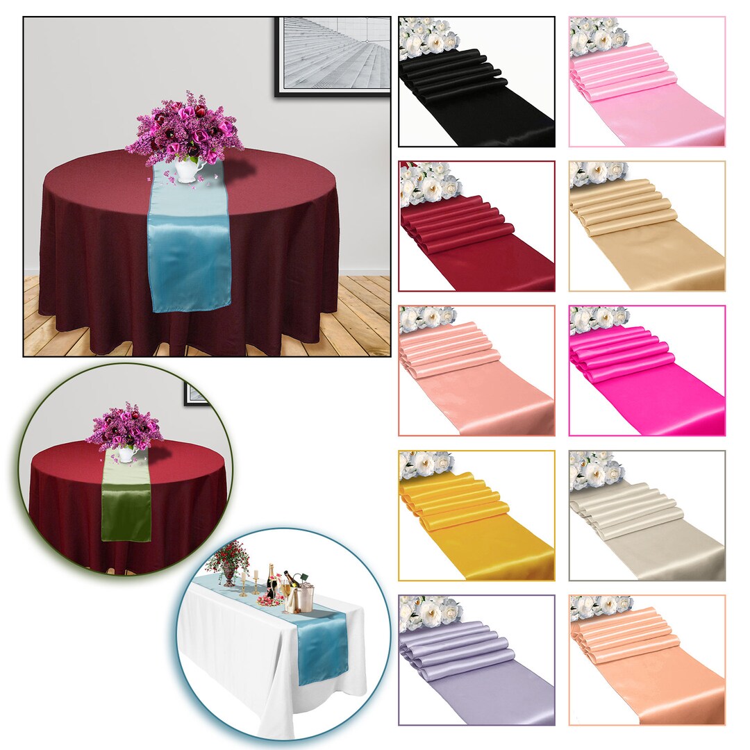 11 X 108 Satin Table Runners Chair Wedding Party Table Decoration for ...
