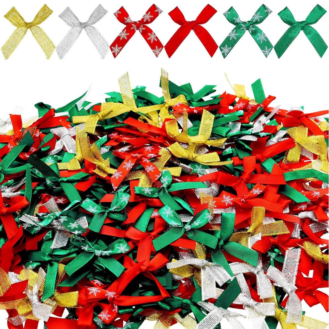 150pcs Mini Christmas Bows Ribbon Bows Glitter Bowknot for - Etsy UK