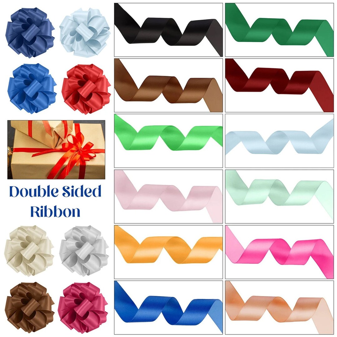 1M Double Sided Satin Ribbon Polyester Gift Wrapping Ribbon for Cake ...