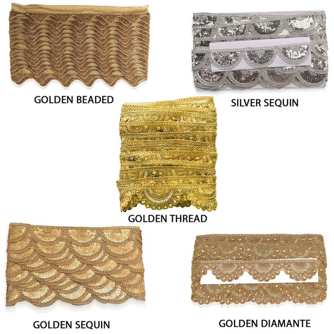 Pearl Beaded Embellishing Lace Trim Edge Embroidery Ribbon Vintage ...