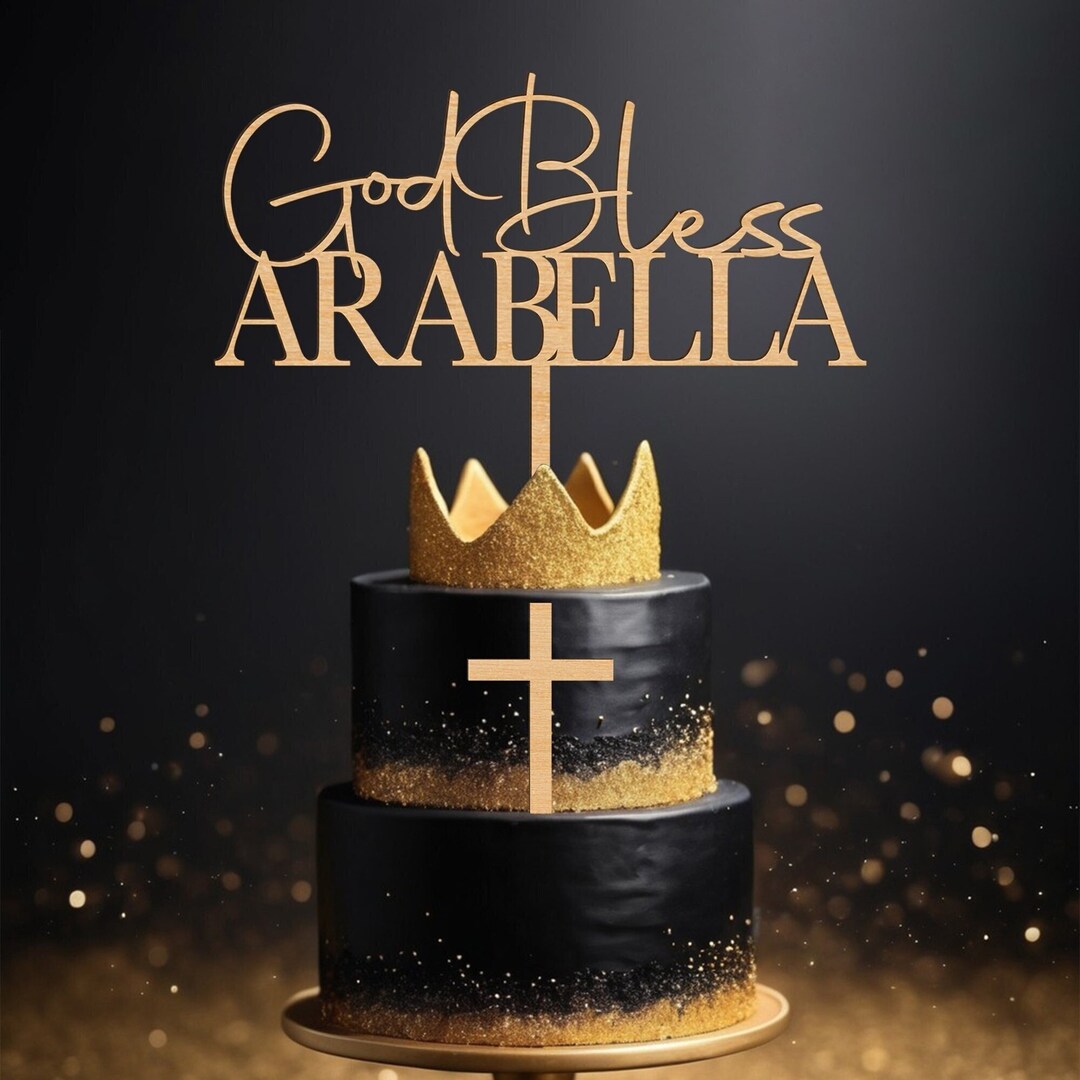 Personalised God Bless Cross Cake Topper Custom With Any Name ...