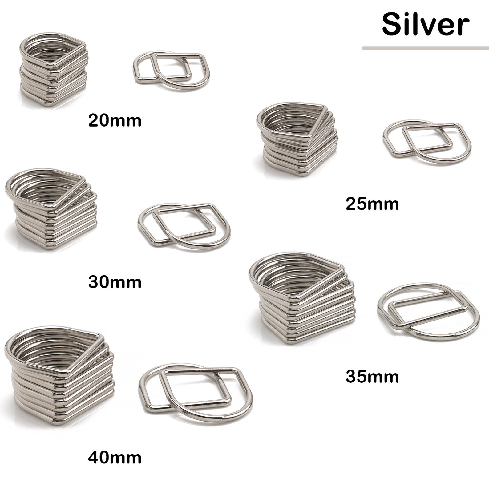 Solid Welded Metal D Ring Fasteners Durable Buckle for Hand | Etsy UK