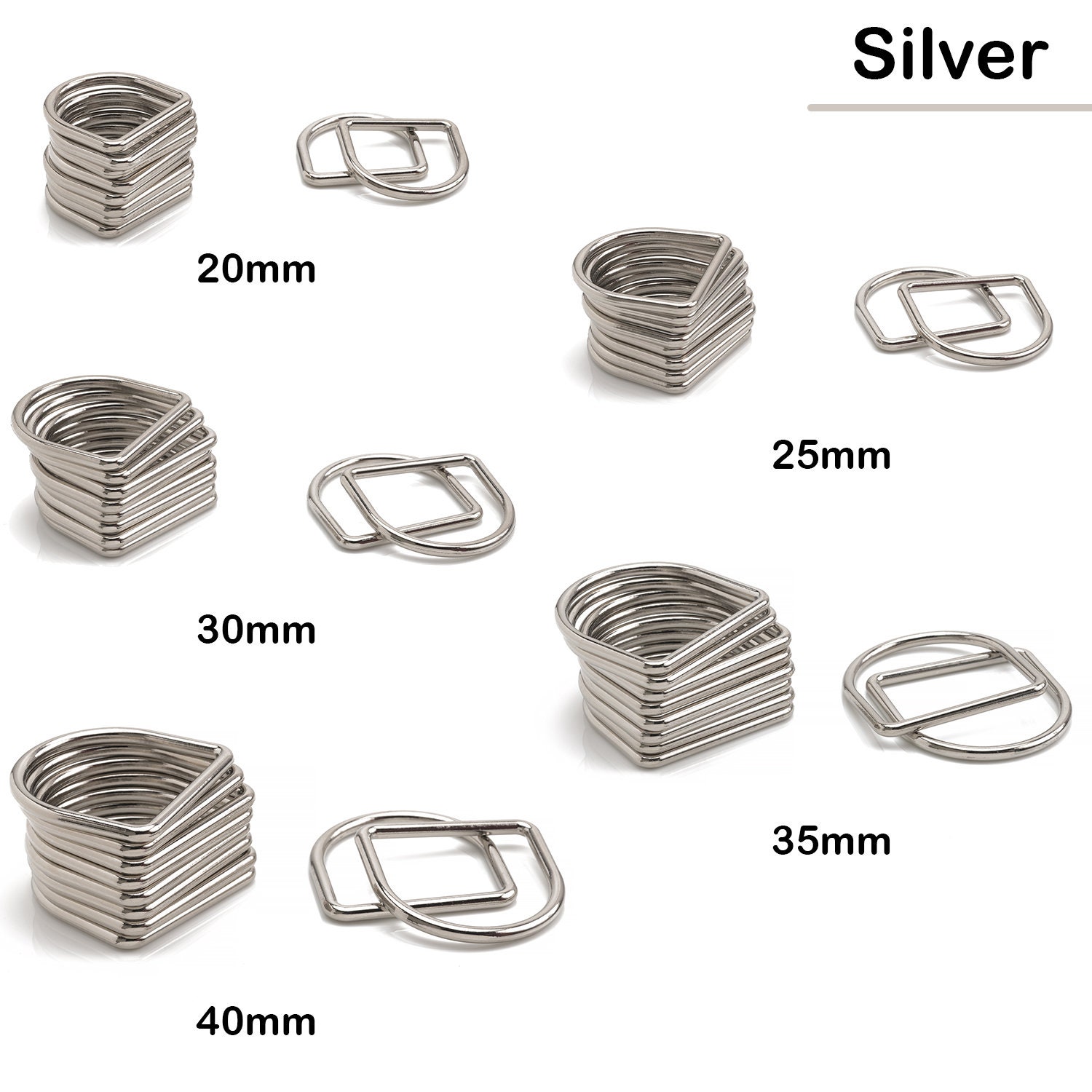 Solid Welded Metal D Ring Fasteners Durable Buckle for Hand | Etsy UK