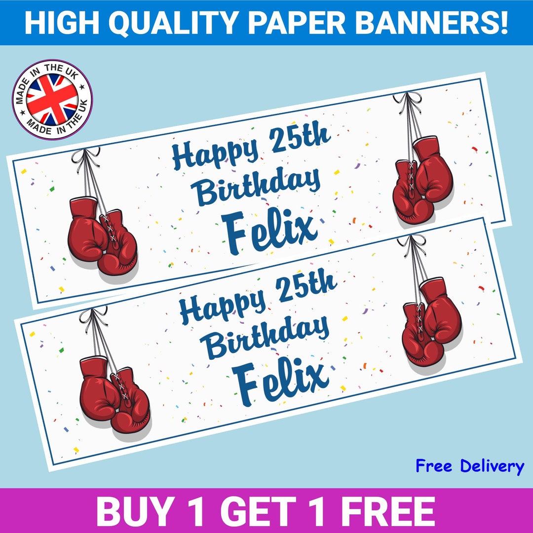 Custom Boxing Birthday Banners Personalized Boxer Sports Party - Etsy