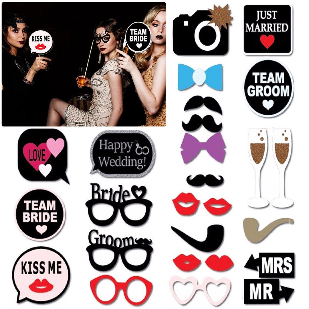 26pcs Wedding Photobooth Photo Box Props Wedding Selfie Props for ...