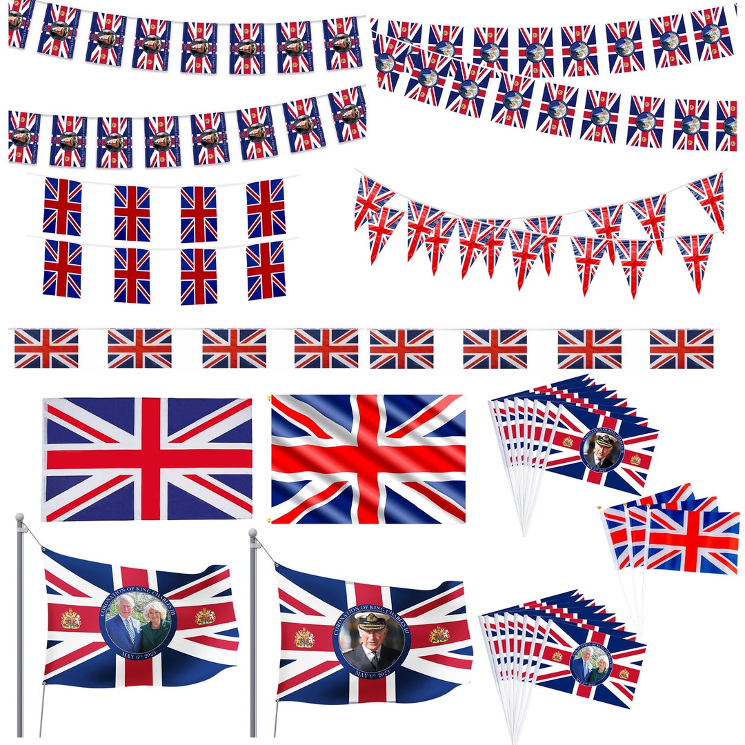 Union Jack Flags Bunting Hand Flags King Charles III & Queen - Etsy