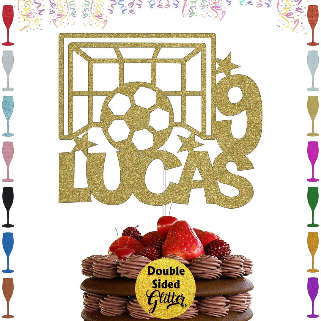 Personalised Football Net Birthday Glitter Cake Topper Football Net ...