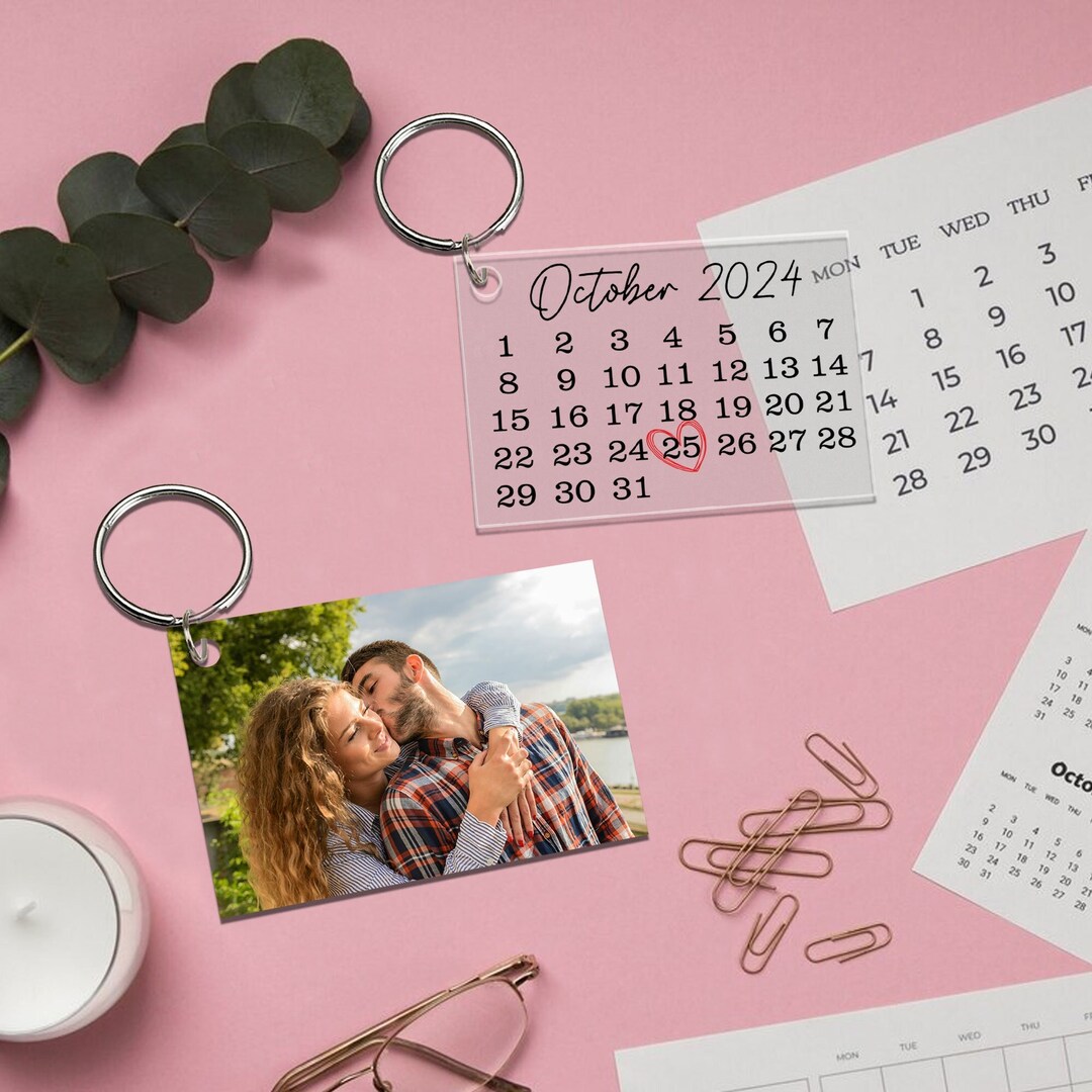 Personalised Keyring Custom With Photo and Special Date Acrylic ...