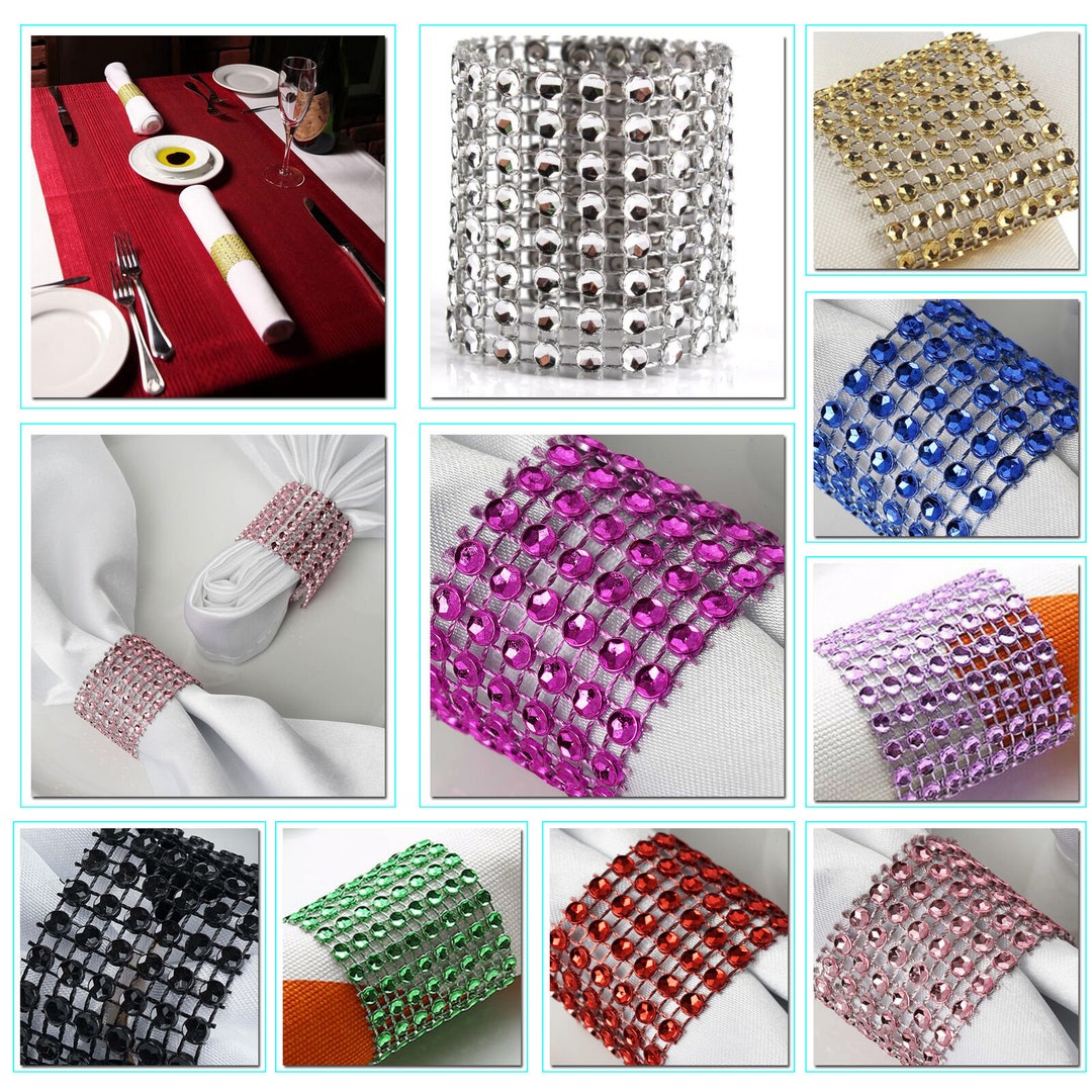Bling Rhinestone Napkin Rings Napkin Holder for Dining Wedding Birthday ...