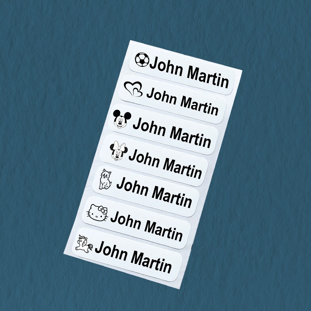 Black Colour Iron on Name Labels Symbol Labels Personalised With Any ...