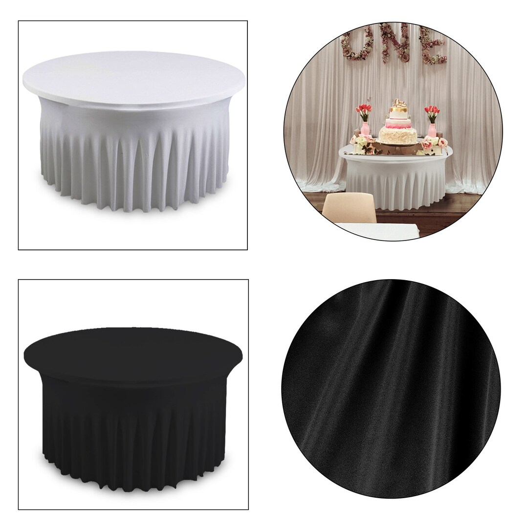 Round Skirt Table Cloth Party Table Cover 190GSM Spandex Tablecloths ...