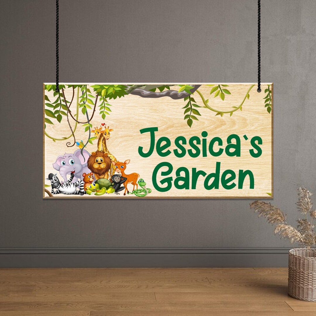 Personalised Jungle Wooden Garden Sign Custom With Any Name Jungle ...