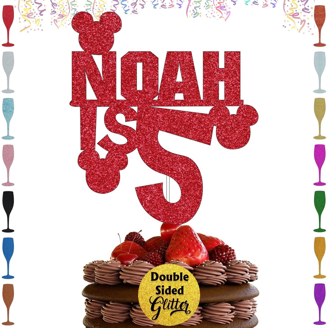 Personalised Cartoon Birthday Cake Topper Glitter Custom Kids - Etsy