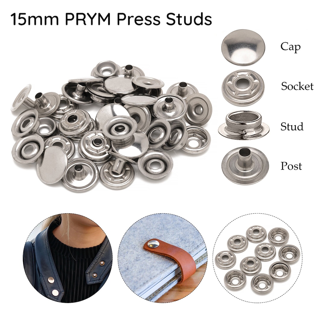 15mm PRYM Press Studs Non-sewing Stainless Steel Snap Fastener Buttons ...