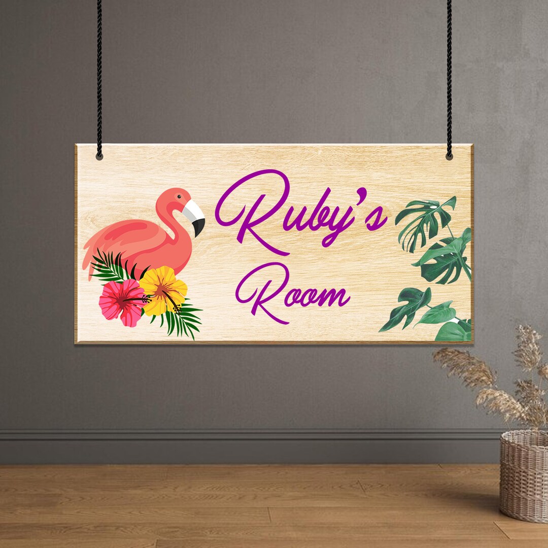 Personalised Floral Wooden Room Sign Custom With Any Name Birthday Gift ...