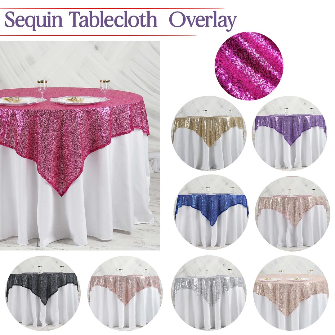 Round Shiny Sequin Tablecloth Sequin Linen Fabric Wedding Table Cloths ...