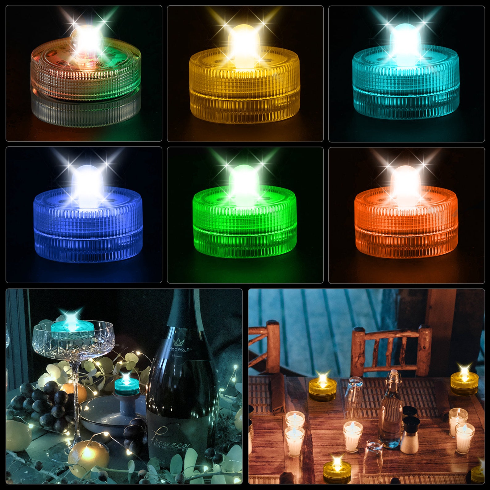 Waterproof Submersible LED Tea Light Battery Operated Wedding | Etsy