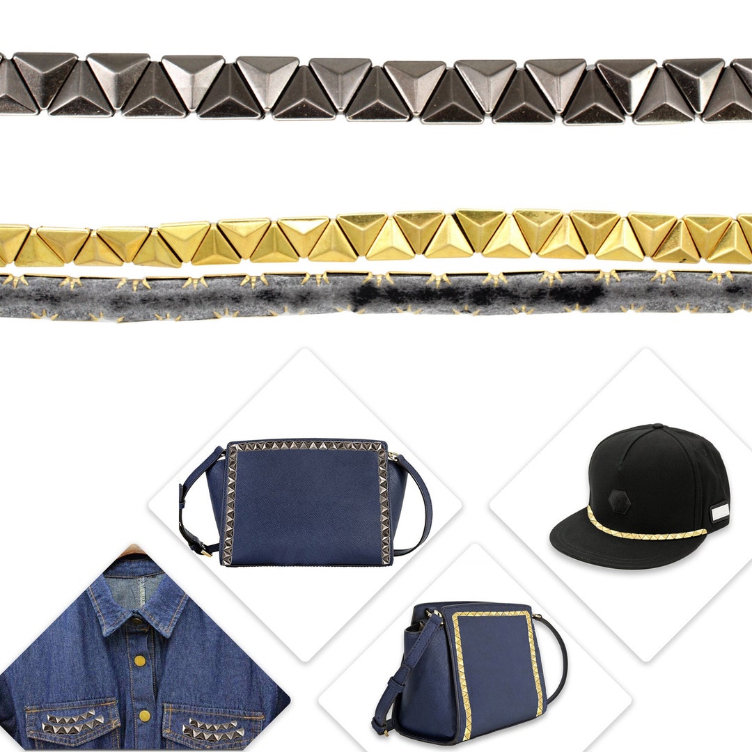 Metal 1 Row Triangular Pyramid Stud Trim Hot Fix Nailhead Mesh Lace ...