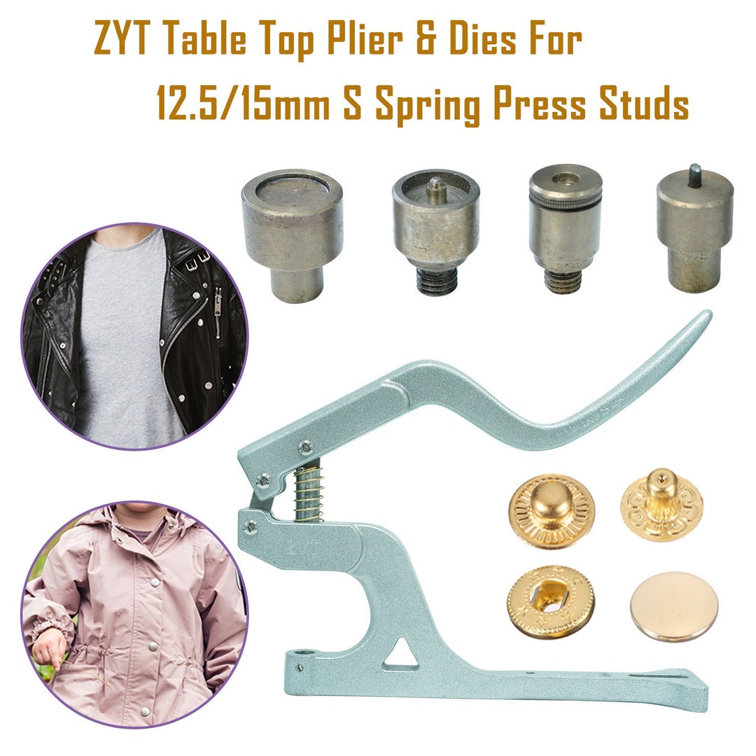 S Spring Press Studs Fixing Dies Set and ZYT Table Top Plier, Snap ...