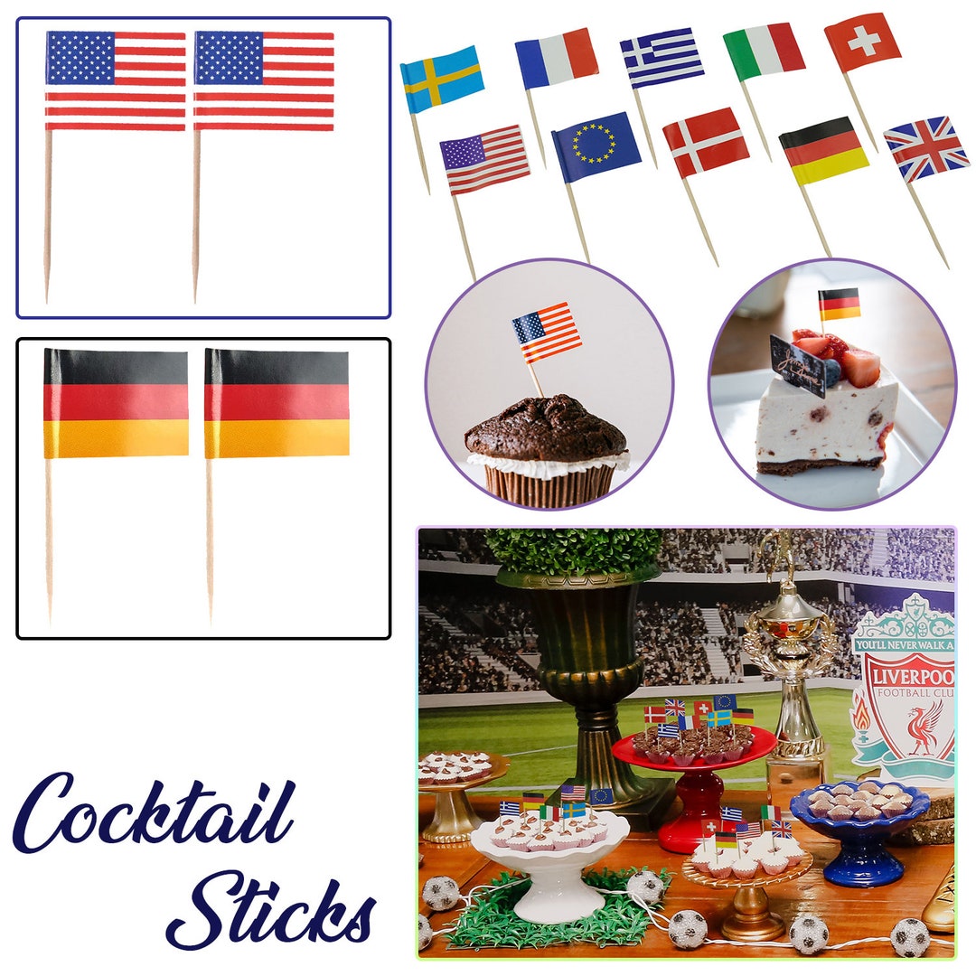 Cocktail Sticks Flags 10 Countries Flag Toothpick Cake Toppers Small ...