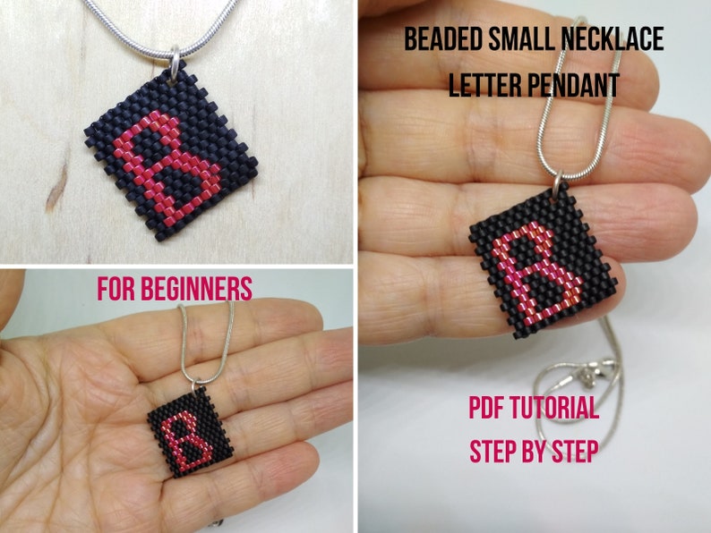Brick Stitch PDF Tutorial Step by Step for Beginners Initial Necklace ...