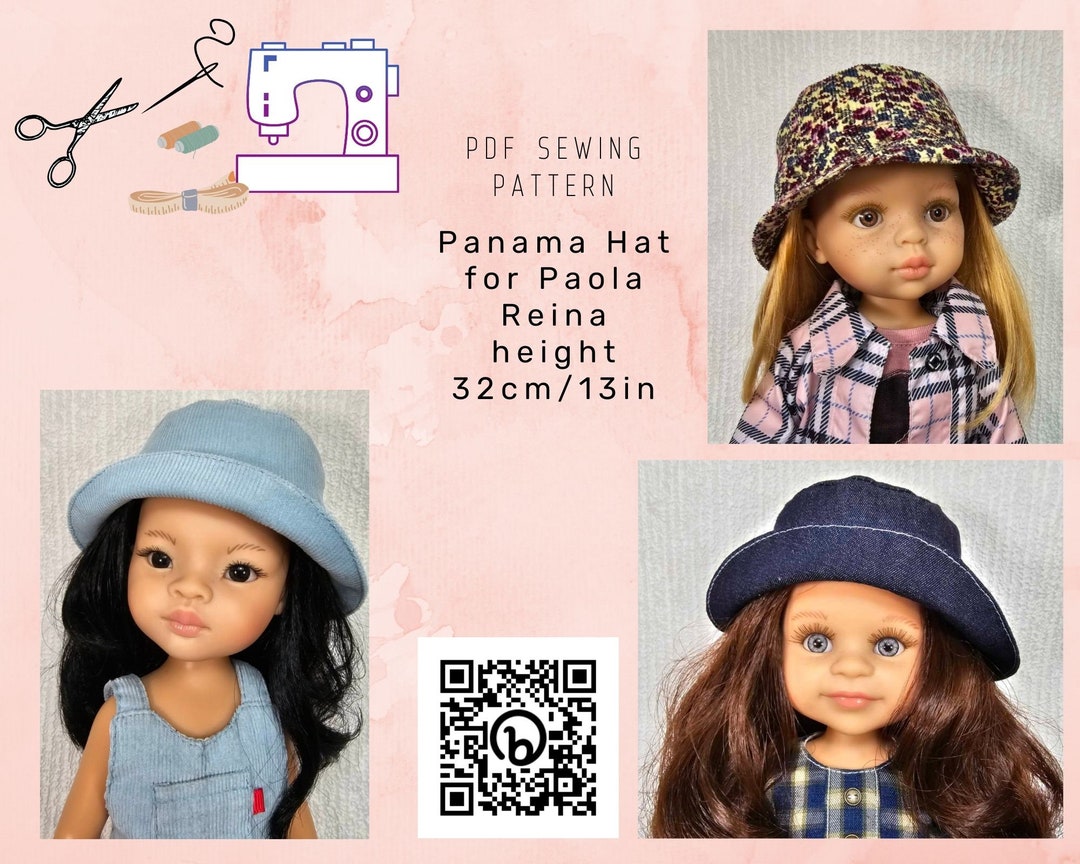 Panama Hat for Paola Reina 13 Inch 32 Cm, Digital PDF Sewing Pattern ...