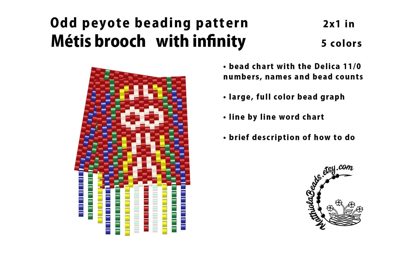 Metis Brooch With Infinity Métis Peyote Pattern Odd Peyote - Etsy