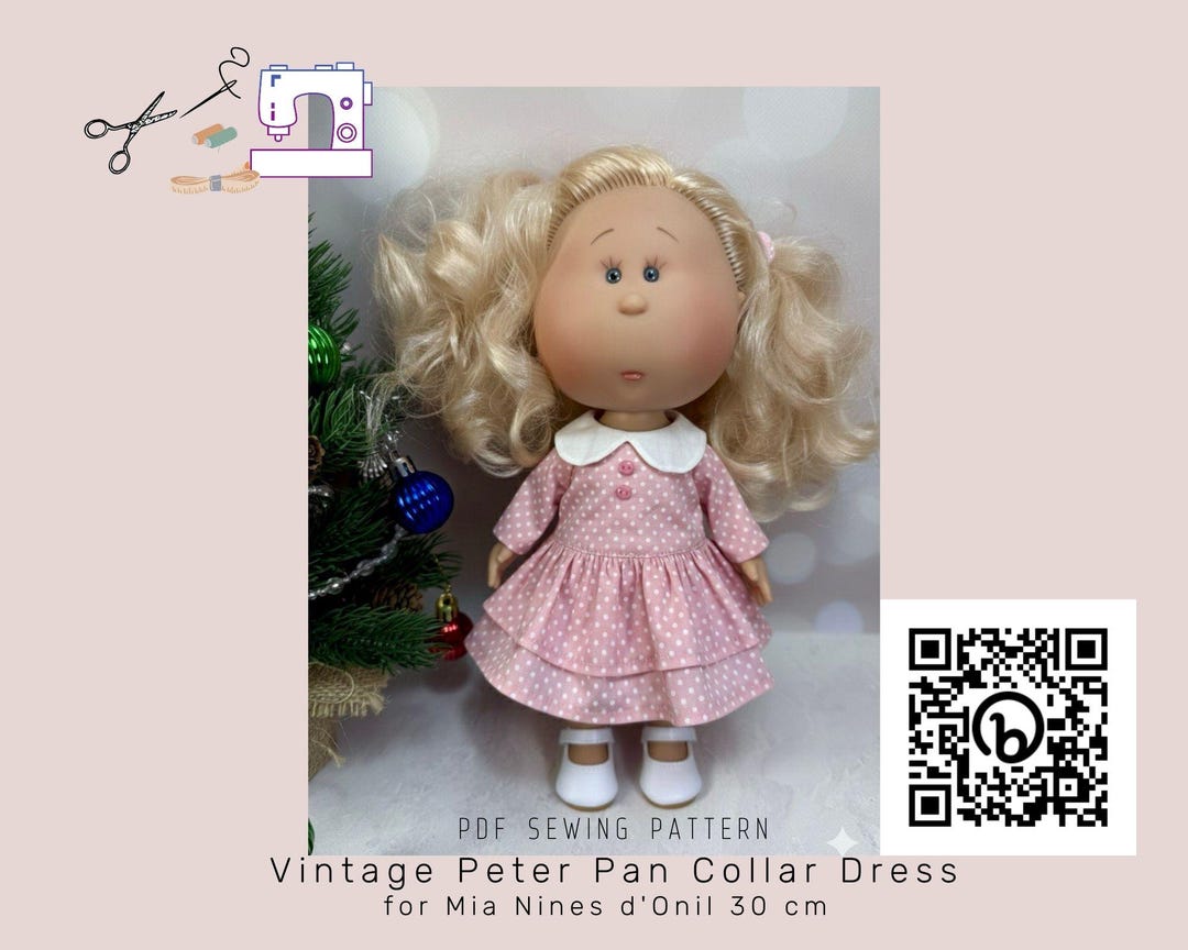 Vintage Peter Pan Collar Dress for Mia Nines D'onil 30 Cm, PDF Sewing ...