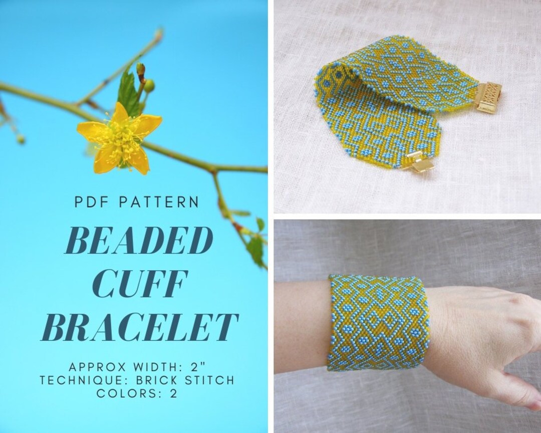 Beaded Cuff Bracelet Pattern: Geometric Flag Design (PDF Pattern) - Etsy