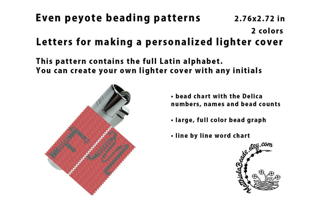 Latin Alphabet for Making a Personalized Lighter Cover Even Peyote ...