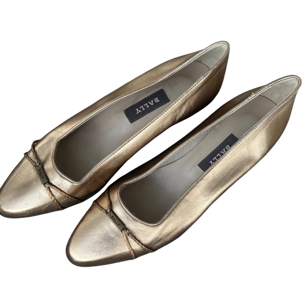 Bally Megan Gold Leather Ballet Wedge Heel Dress Shoes Size 8 N Italy ...