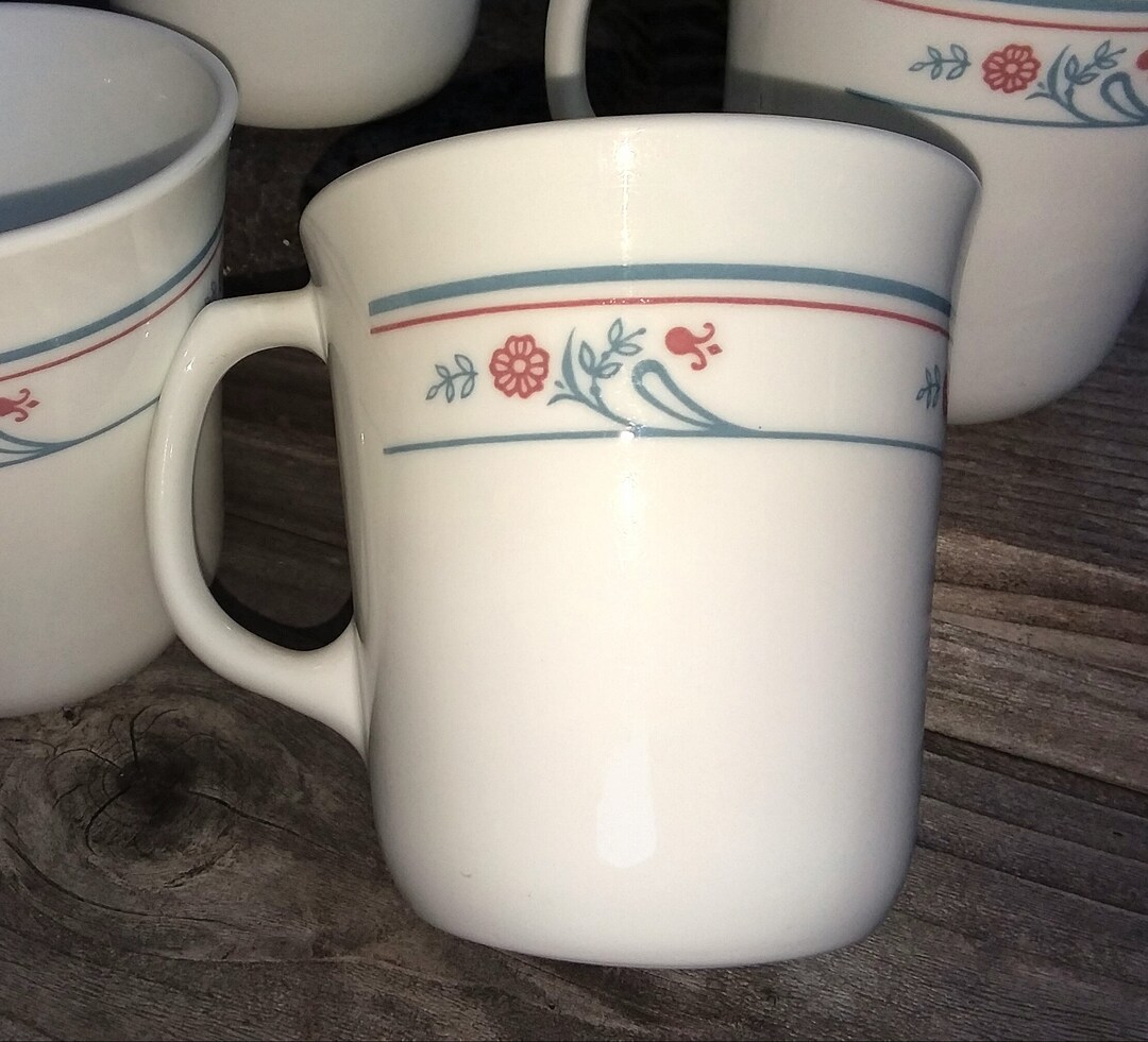 Vintage Corning Mugs Pink Flowers. Set of 4. 1970's - Etsy
