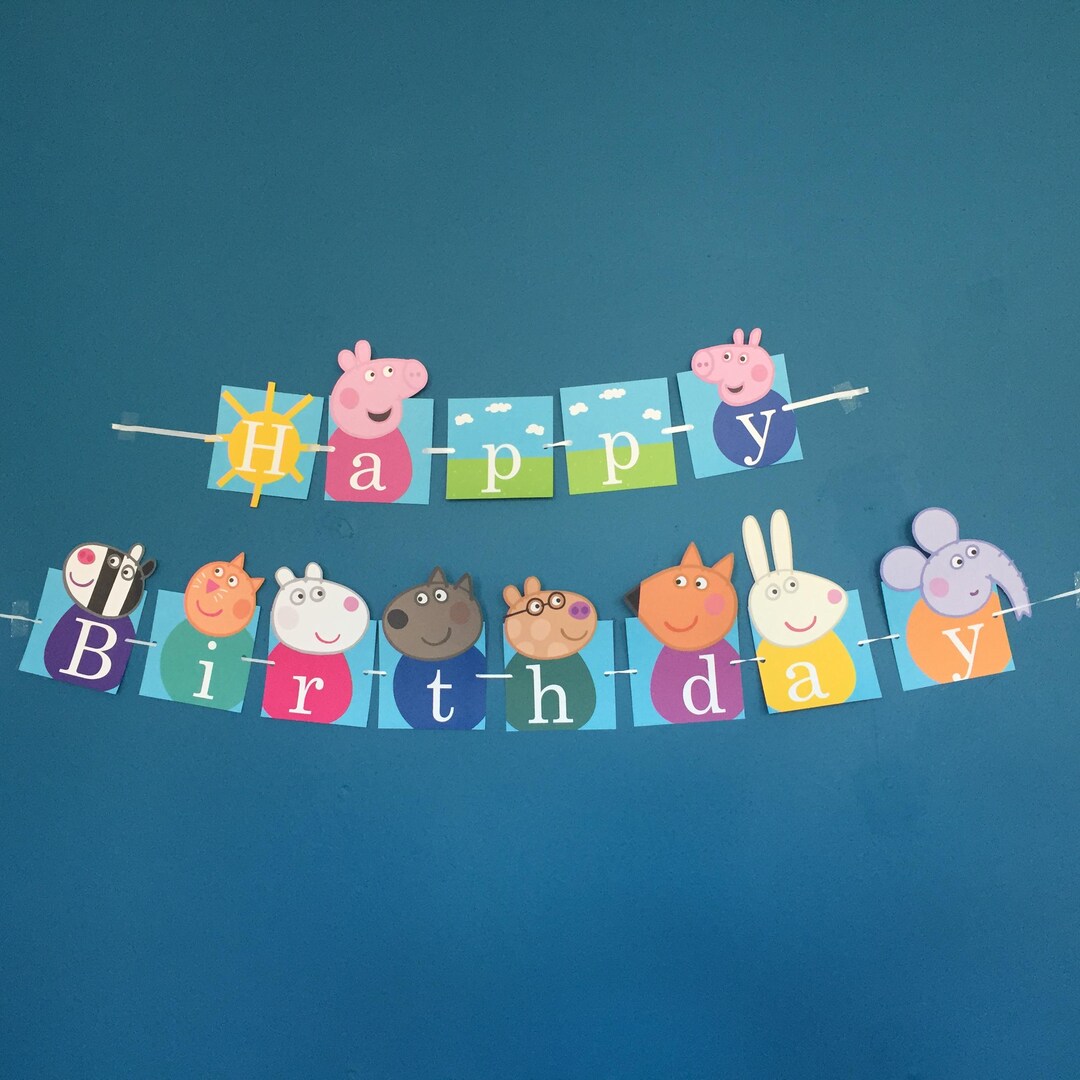 Peppa Pig Banner, Birthday Banner, Peppa Theme, Peppa Characters - Etsy