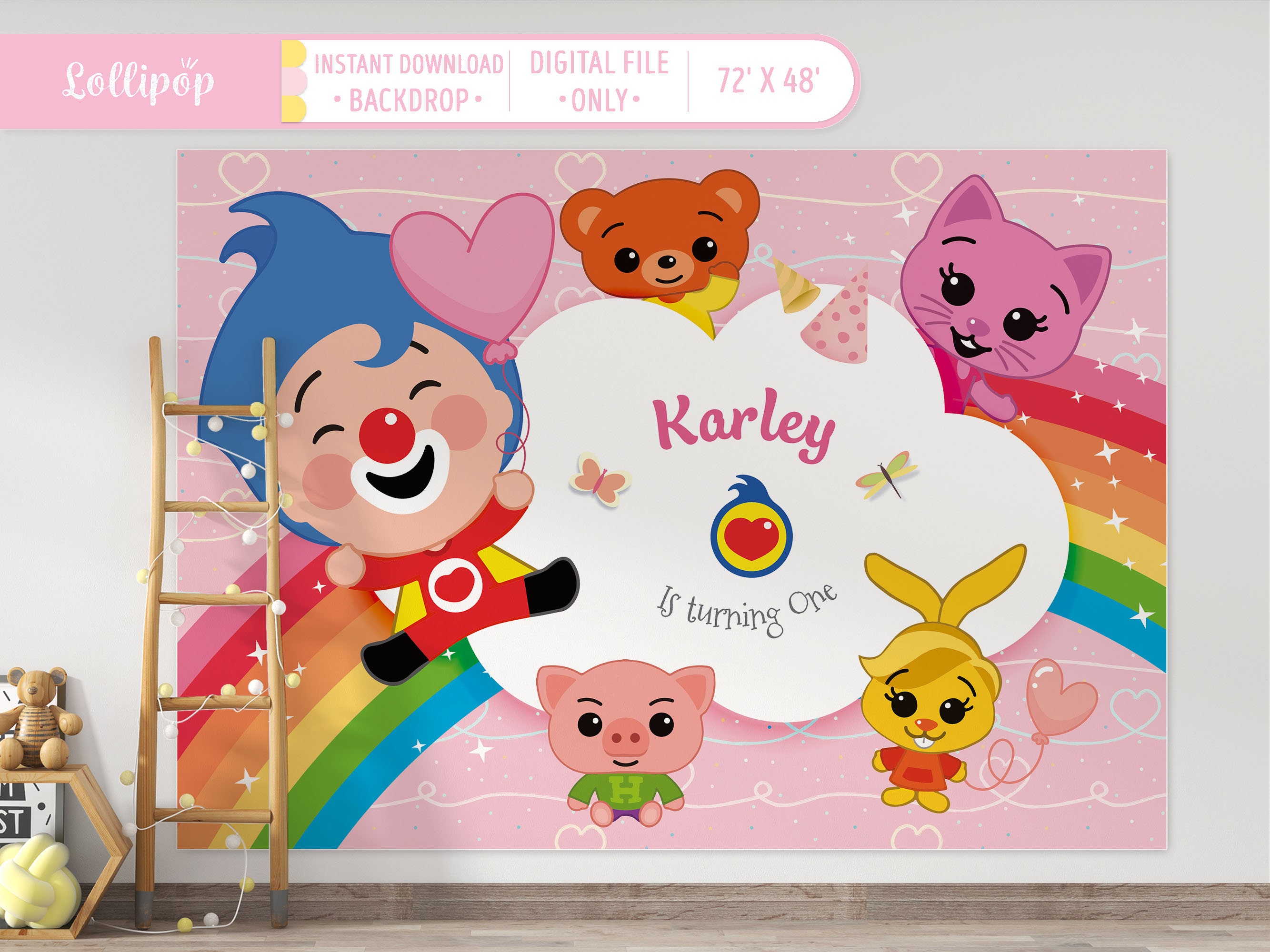 Plim Plim Backdrop Plim Plim the clown Birthday Party | Etsy