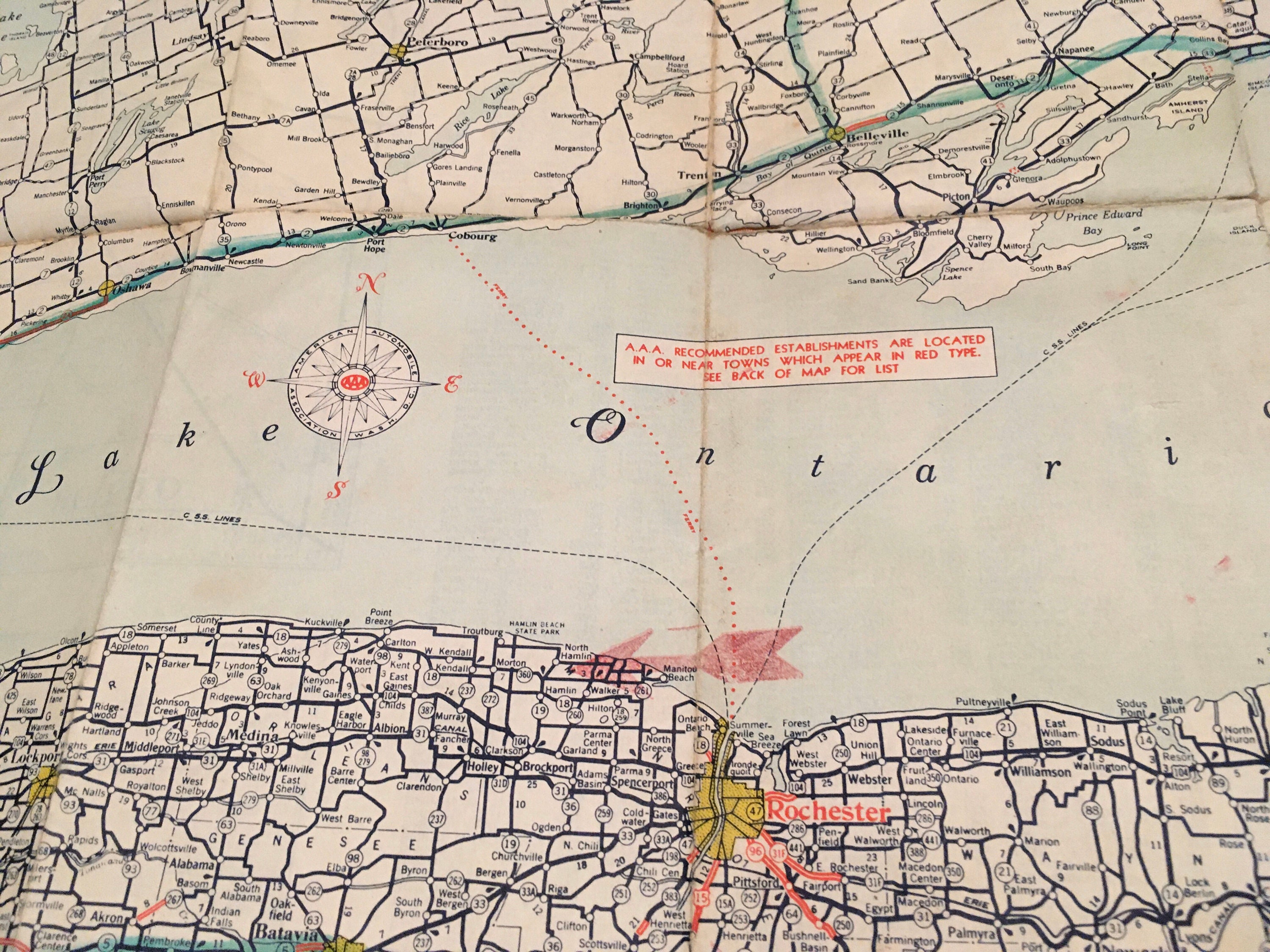 1949 AAA Travel Map New York State - Etsy