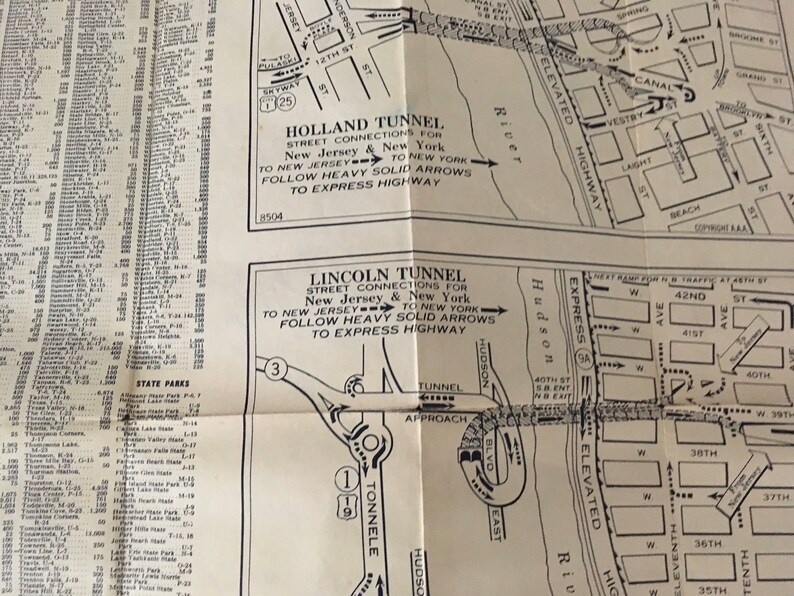 1949 AAA Travel Map New York State - Etsy