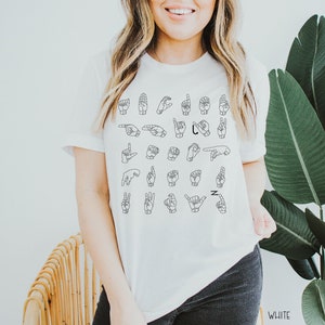 Sign Language Alphabet ASL Teacher Tshirt | Vintage-feel & Super-soft ...