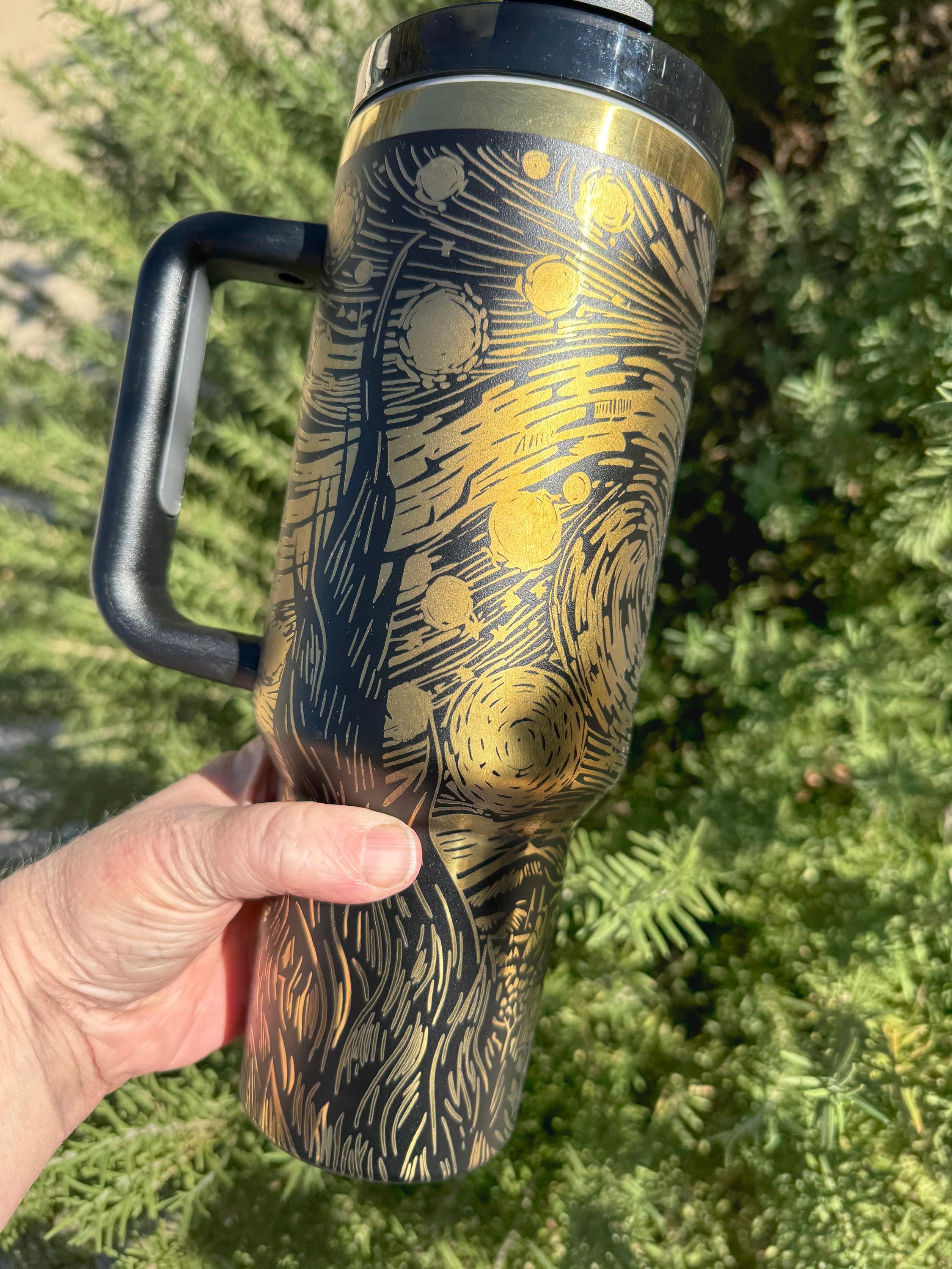 Starry Night Engraved Tumbler | Van Gogh Inspired Stainless Steel Cup ...