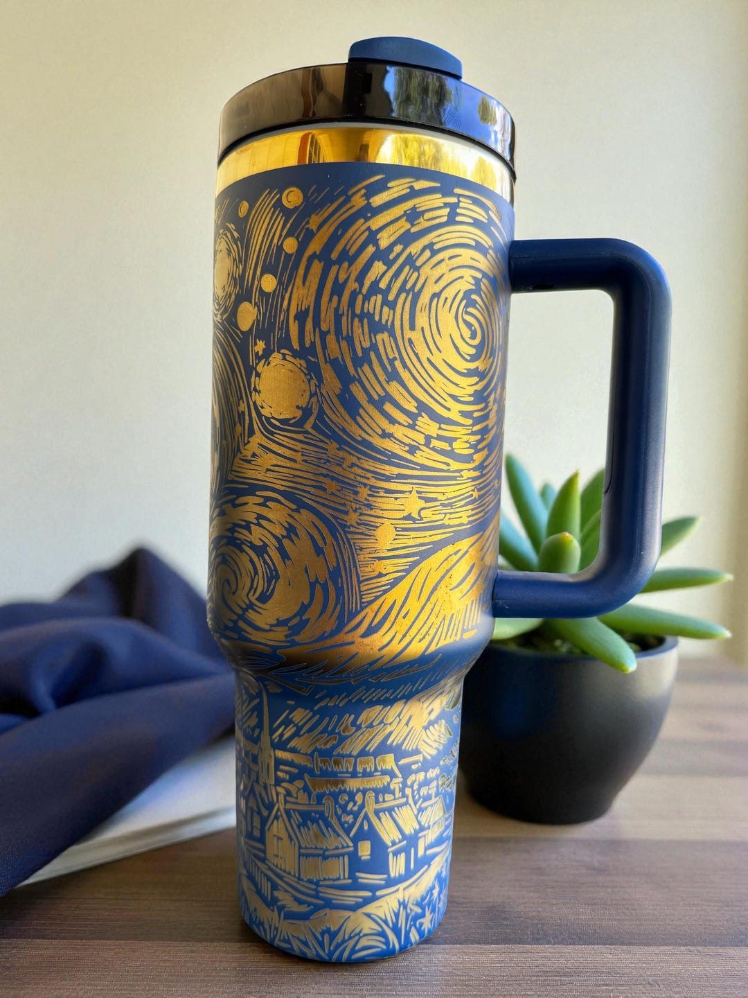 Starry Night Engraved Tumbler | Van Gogh Inspired Stainless Steel Cup ...