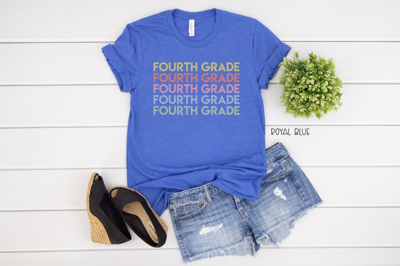 Fourth Grade Repeated Text Grade Level Teacher T-shirt | Etsy