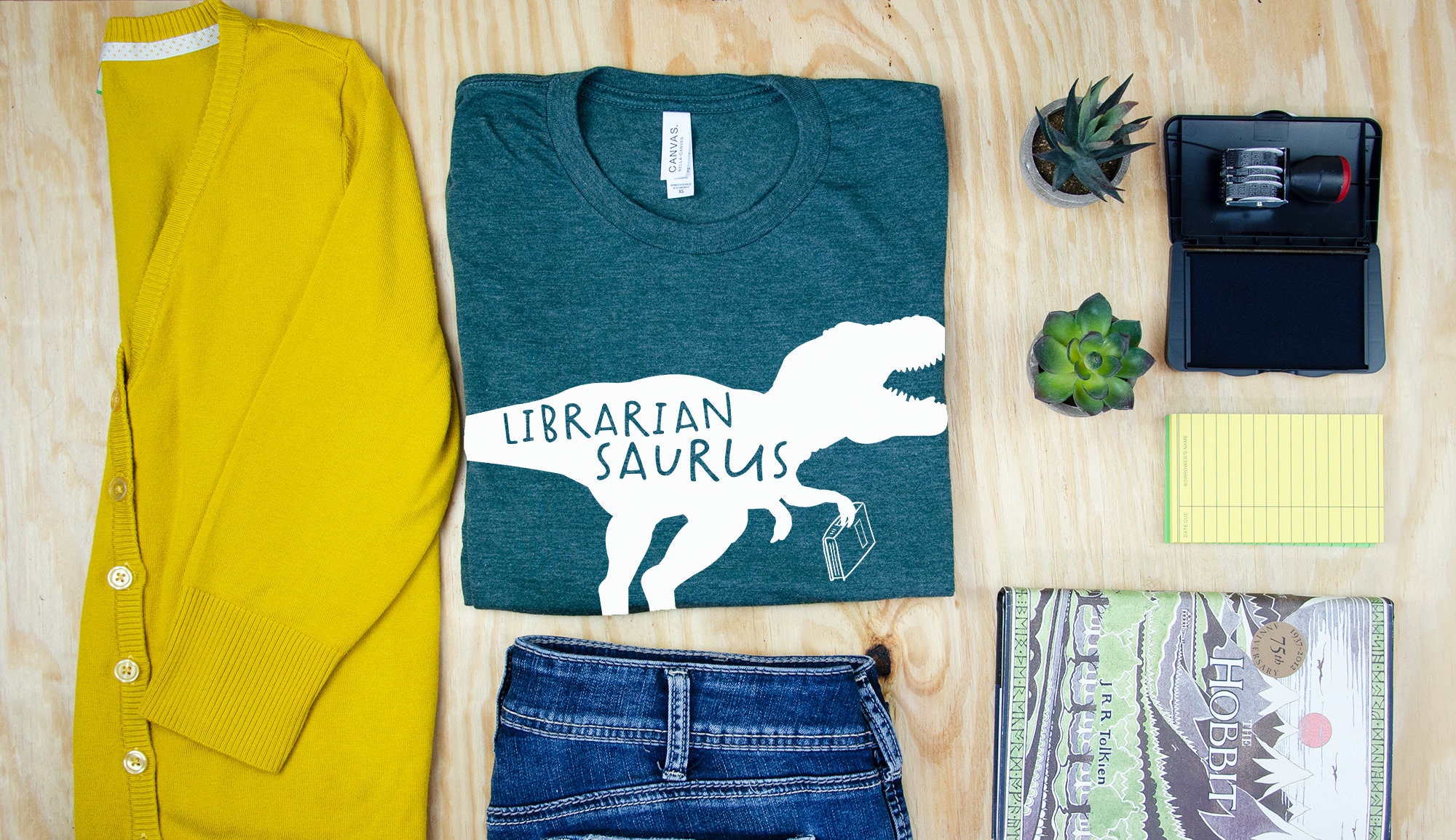 Librarian Saurus Dinosaur Librarian & Reading T-shirt | Etsy