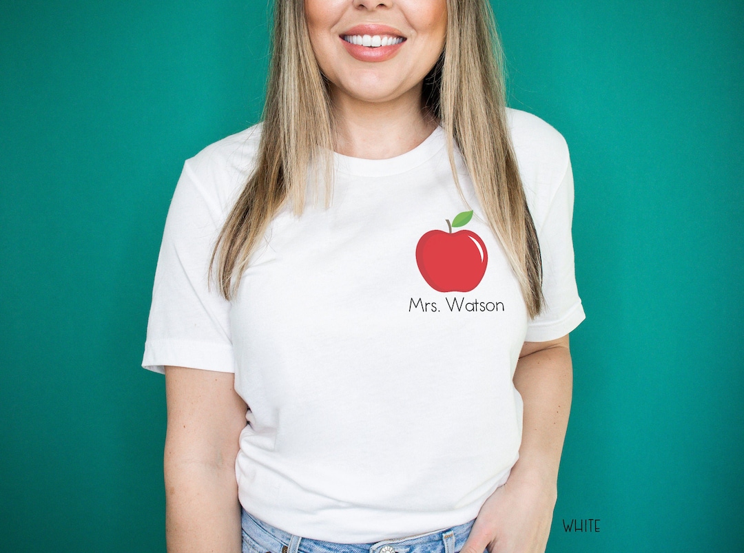 Pocket Print W/ Teacher Name Apple Grade Level Teacher T-shirt - Etsy
