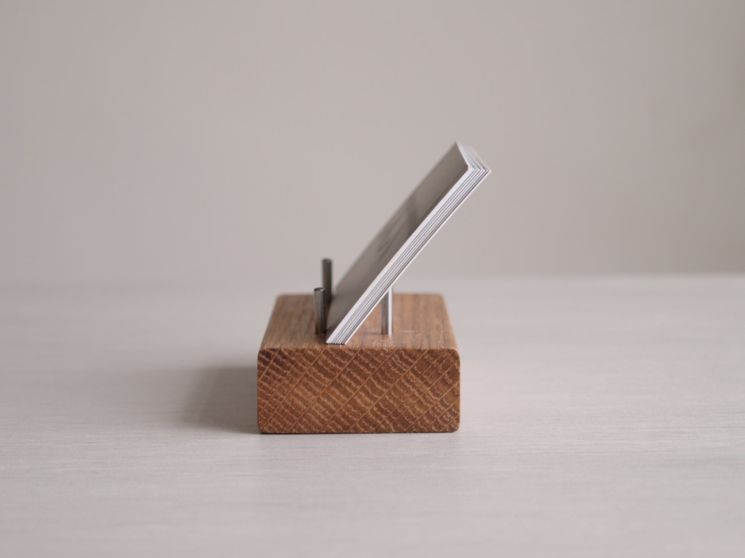 Oak Business Card Stand Wooden Desk Accessory - Etsy