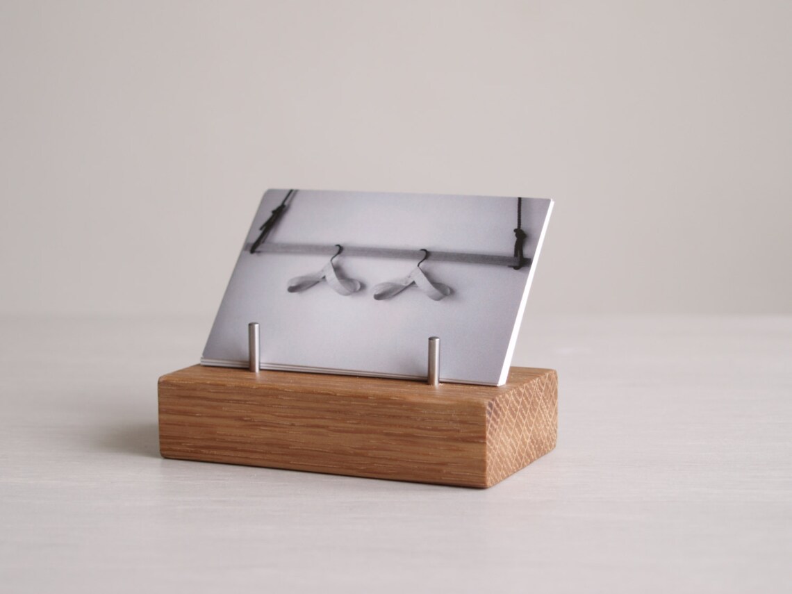 Oak Business Card Stand Wooden Desk Accessory - Etsy