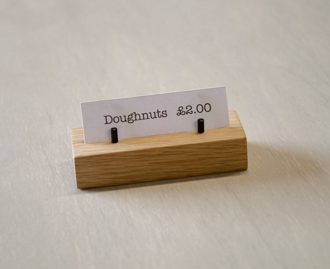 Counter Sign, Card Display Stand, Retail Price Sign Made From Solid Oak ...