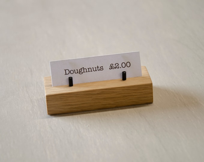 Counter Sign, Card Display Stand, Retail Price Sign Made From Solid Oak ...
