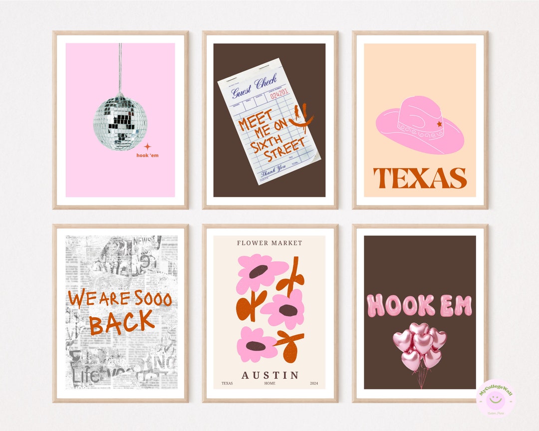 University of Texas Gallery Wall Bundle | 6 Wall Decor | Digital ...