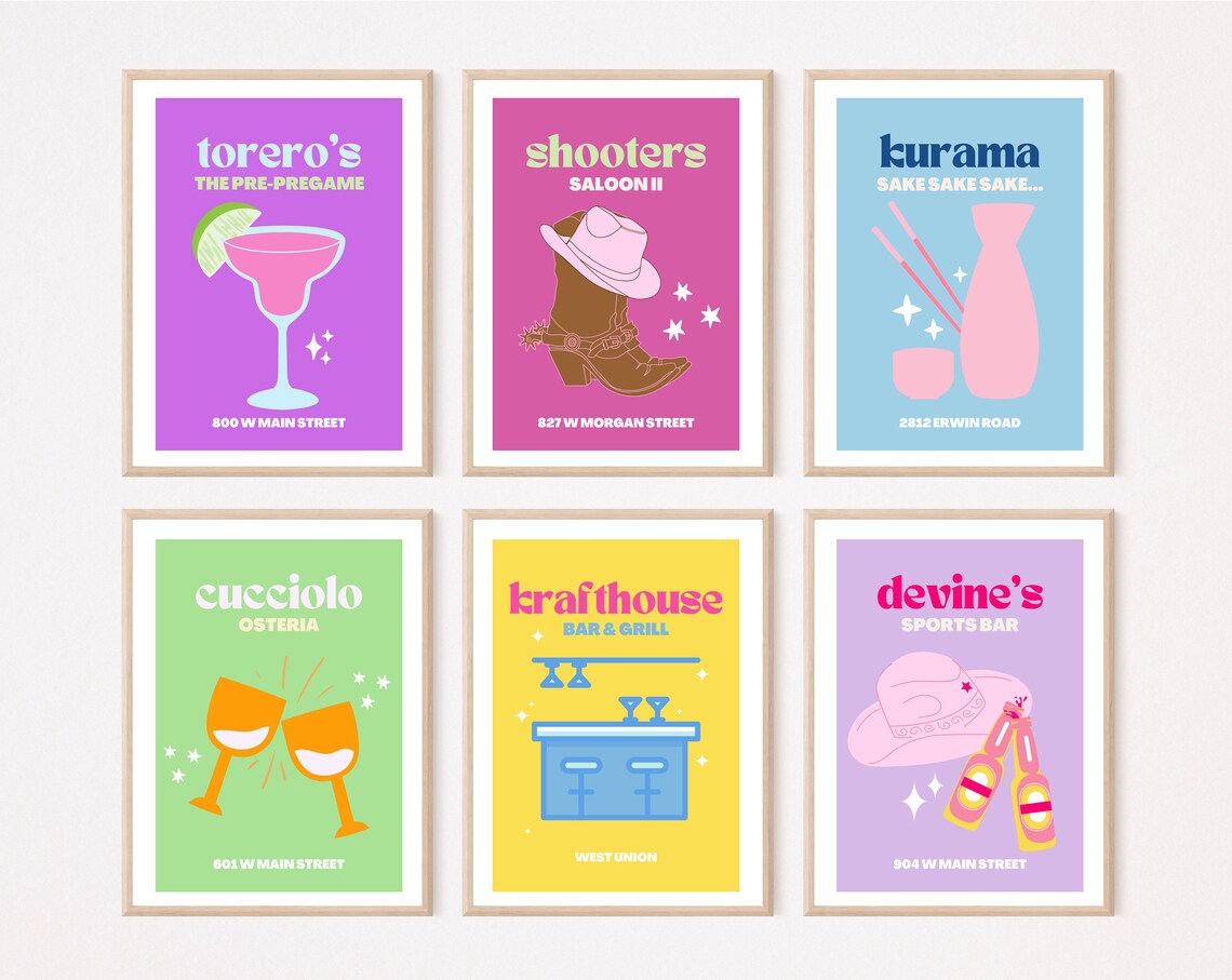 Custom Trendy University Prints Wall Gallery Set of 6 - Etsy
