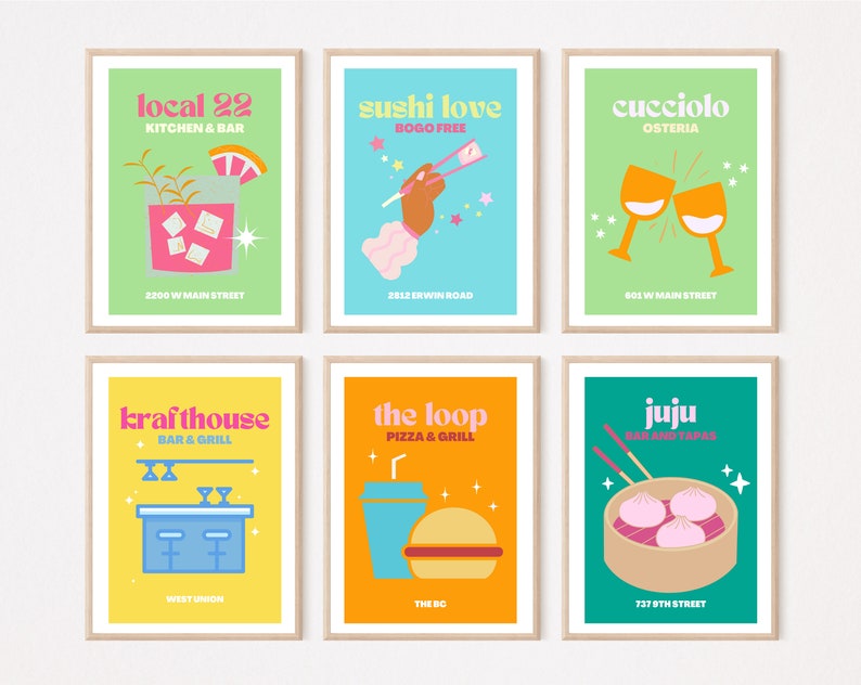 Custom Trendy University Prints Wall Gallery Set of 6 - Etsy