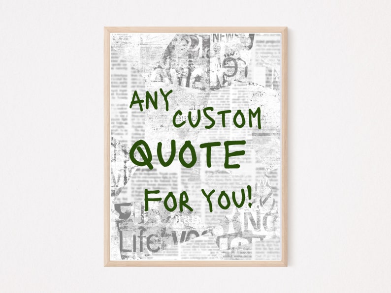 Custom Newspaper Quote Print Personalized Gallery Decor Digital ...
